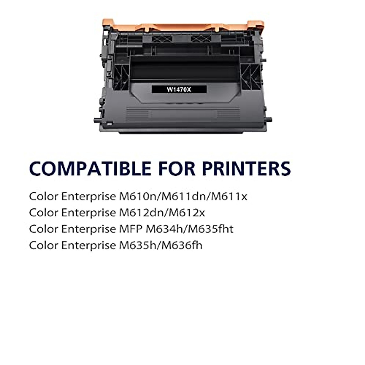 147X Black Toner Cartridge 1-Pack with Chip Compatible Replacement for HP 147X 147A W1470X W1470A for HP Laserjet Enterprise M610n M611dn M611x M612dn M612x MFP M634h M635fht Printer High Yield Ink