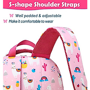 BLUEFAIRY Llama Toddler Backpack Kindergarten Preschool Backpack Cute Bag for Kids Fruits Cactus Bookbags Lightweight Carry Bag for Girls Animals Alpaca Gifts 2-4 3-5