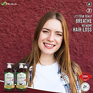 Vita A to Zee Coconut Oil Shampoo & Conditioner with Biotin, Aloe Vera (2 x 16.9 Fl Oz) – Hair Regrowth Shampoo Conditioner for Dry, Frizzy & Coarse Hair - Hydrating & Flyaway Taming Hair & Scalp Care