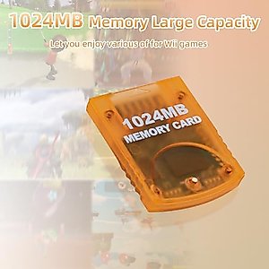 Tolesum Memory Card 1024MB(16344 Blocks) 8 Data Areas for Gamecube and Wii Console, Orange 1024MB