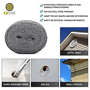 ✮CZ Store✮ - Stainless Steel Wool |13 FT| Grade 0000 Metal Wire Mesh - Soft, Flexible, Reusable - for Cleaning, Buffing, Polishing Glass, Windows, Tiles, Wood, Metal, Copper, Brass
