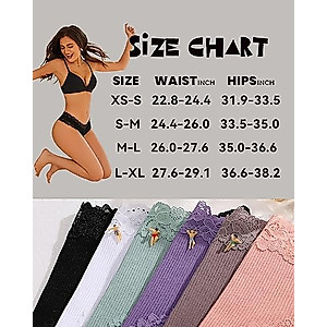 FINETOO Womens Cotton Underwear Sexy Lace Hipster Panties Soft Breathable Cotton Brazilian Bikini Ladies 6 Pack(6BM)