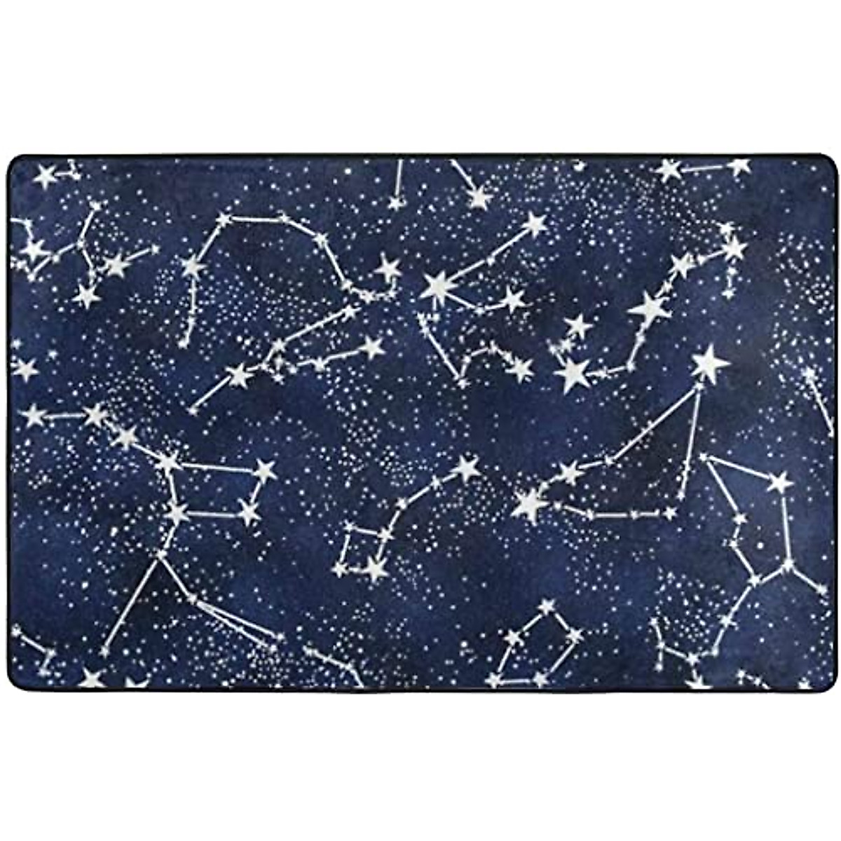 Galaxy Starry Night Stars Glow in The Dark Midnight Area Rug, Bedroom Living Room Kitchen Rug, Doormat Floor Mat Standing Mat, Children Play Rug Carpet Bathroom Rug Mat, Throw Rugs Carpet Yoga Mat