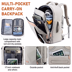 LOVEVOOK Carry on Backpack, 45L Large Travel Backpack for Women Airline Approved, Expandable Large Suitcase Backpacks With 4 Packing Cubes, Aer Travel Pack 3, Water Resistant Weekender Bag