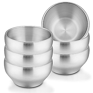 LIANYU Stainless Steel Bowl for Kids, 12oz Kids Toddler Bowls Set of 6, Small Metal Bowls for Child Feeding Dinner Lunch, Soup, Snack, Dishwasher Safe, Matte Finished