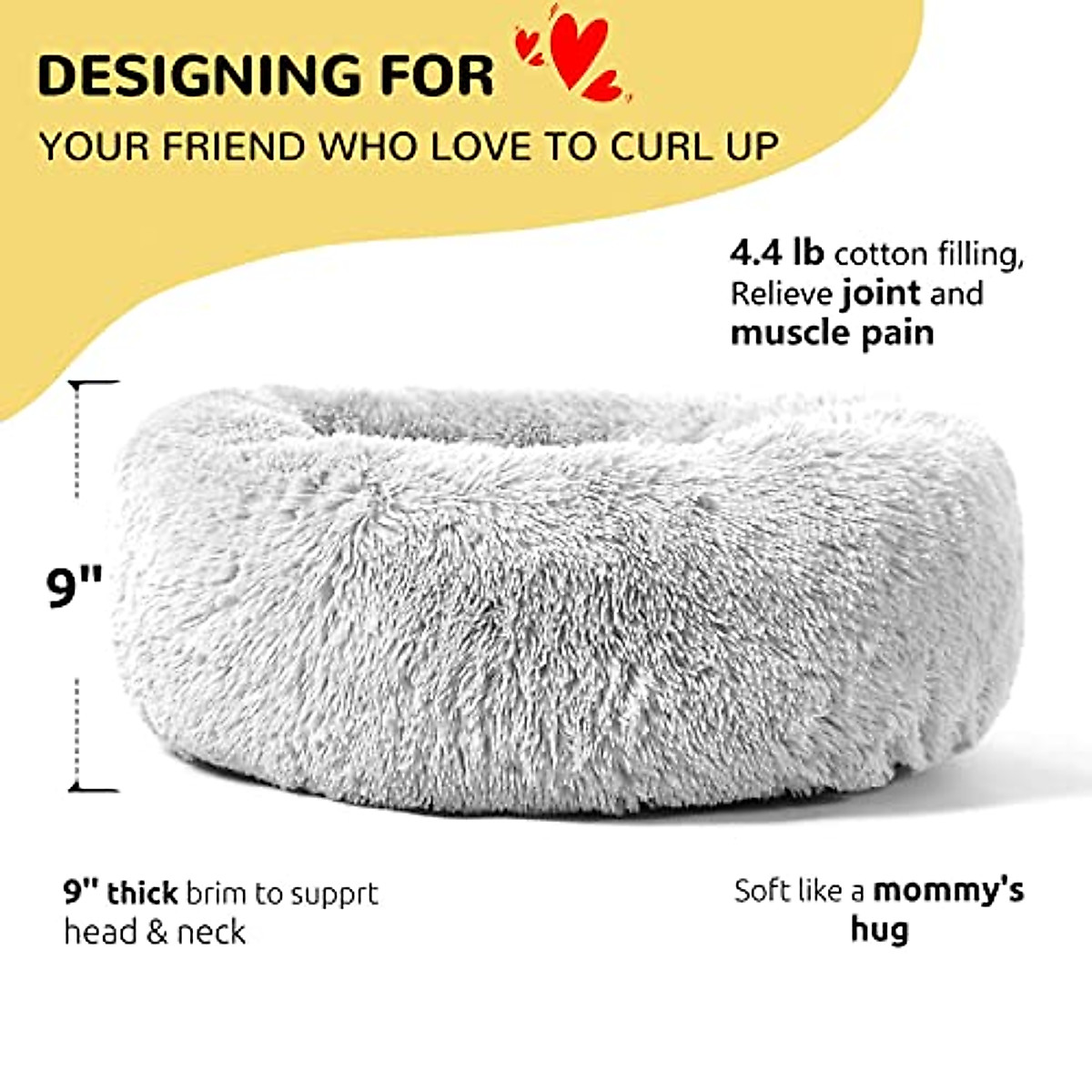 HACHIKITTY Dog Beds Calming Donut Cuddler, Puppy Dog Beds Large Dogs, Indoor Dog Calming Beds Large,30''
