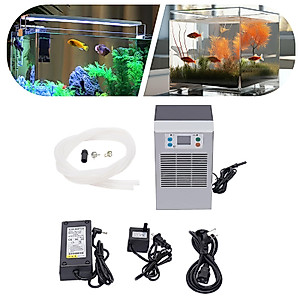 8Gal Aquarium Chiller Water Chiller Fish Tank Water Cooler, 100W, 3L/Min, Low Noise, Small Hydroponic Cooling System w/LED Digital Temperature Display