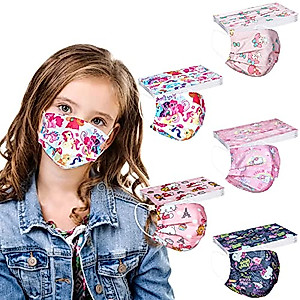 50PCS Kids Disposable Face_Mask Children 3Ply Earloop Breathable Kids Boys Girls Outdoor School Back to School Supplies Sky