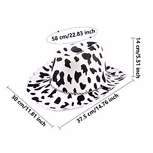 SGBETTER 4 Pack Cow Print Cowboy Hat Black and White Cow Pattern Rodeo Western Cowboy Hats for Cowboy Cowgirl Theme Party Halloween Cosplay Dress up Costume