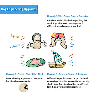 Upgraded Hide and Seek Interactive Plush Dog Toy, Durable Squeaky Crinkle Puzzle Sniffing Type Toys for Small Medium Large Dogs, 4 Toys in 1 Big Toy (Shark 13'')