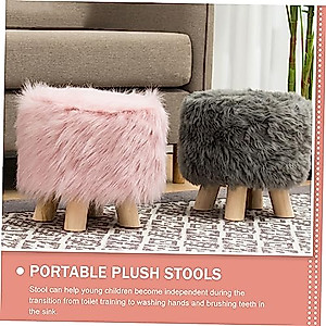JEWEDECO Plush Footrest Stool Kitchen Step Stool Non-Slip Stool Floor Chair Stools Chairs for Dressers for Furry Floor Foot Rest Potty Training Stool Polyester