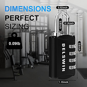 DELSWIN Small Combination Lock for Locker, 4-Digit Mini Combo Lock for Backpack and Luggage, Combination Padlock for School Gym Locker (Pack of 4)