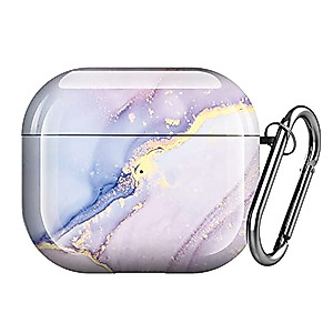 Fintie Case for AirPods 3 (2021), [Sleek Shield] Slim Soft TPU Durable Shockproof Portable Protective Cover Skin with Keychain for AirPods 3rd Generation Charging Case, Glittering Marble