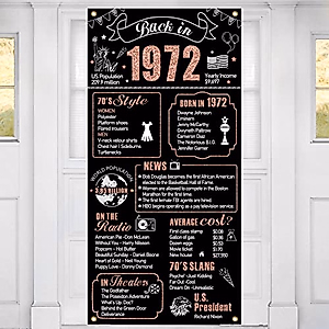 51st Birthday Decorations Back in 1972 Door Banner for Women, Rose Gold Happy 51 Birthday Door Cover Party Supplies, 51 Year Old 1972 Birthday Backdrop Sign Decor for Outdoor Indoor