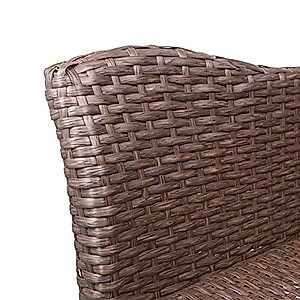 Barton 2 Pieces Swivel Bar Stool w/Foot Rest Weather Resistant Fabric Cushion Outdoor Patio Furniture Wicker Rattan