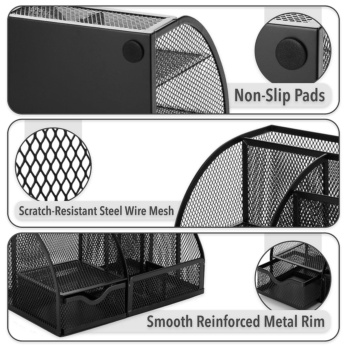 Mr. Pen- Mesh Desk Organizer, Black, Pen Holders Organizers, Desk Pencil Organizer, Pen /Pencil Holder, Pen Organizer for Desk