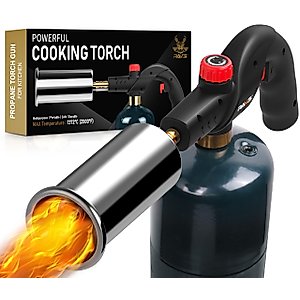 ravs POWERFUL Propane Cooking Torch, Searing Torch for Sous Vide, Steak, BBQ Grill Gun Kitchen Blow Torch, Handheld Culinary Torch for Creme Brulee, Campfire Charcoal Starter -Gas Tank Not Included