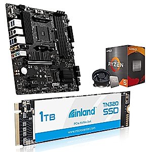 Micro Center AMD Ryzen 5 5600X 6-core, 12-Thread Unlocked Desktop Processor with Wraith Stealth Cooler Bundle with B550M PRO-VDH WiFi ProSeries Motherboard and 1TB Gen3 2280 SSD
