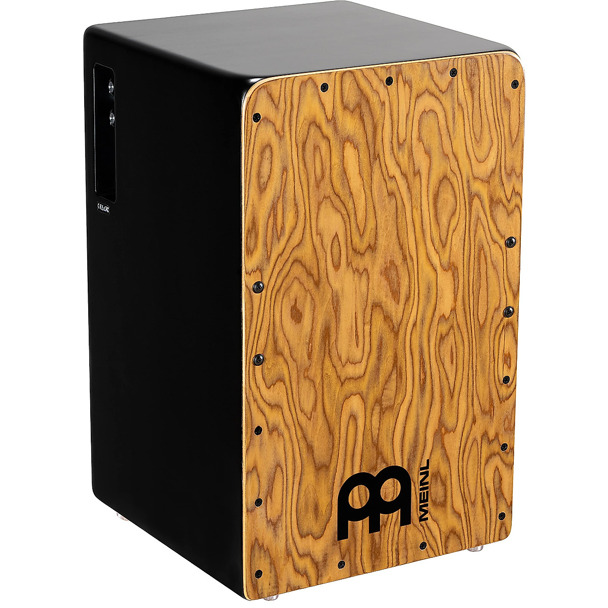 Meinl Pickup Cajon Box Drum with Internal Strings for Snare Effect - NOT MADE IN CHINA - Makah Burl Frontplate / Baltic Birch Body, Woodcraft Professional, 2-YEAR WARRANTY (PWCP100MB)