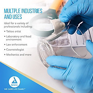 Dynarex Safe-Touch Disposable Nitrile Exam Gloves, Powder-Free, Latex-Free, Touchscreen Friendly, Blue, Small, 1 Box of 100 Disposable Nitrile Gloves