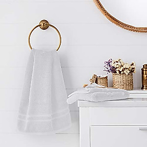 Amazon Basics GOTS Certified Organic Cotton Hand Towel - 6-Pack, Pristine Snow