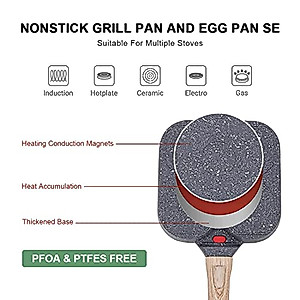 Bobikuke Nonstick Aluminum Square Grill Pan, 7.3 inch, Black, Non-stick, Induction Compatible