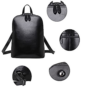 HESHE Leather Backpack Designer Purse for Women Fashion Travel College Shoulder Bag (Black-R)
