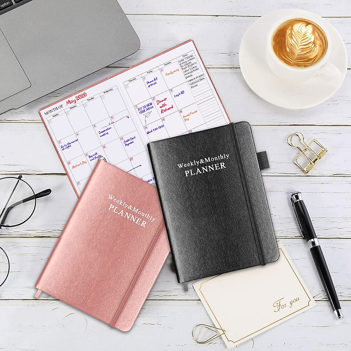 Hardcover Undated Planner for Any Year - Weekly & Monthly Planner & Journal to Track Goals, Perfect to Organize Your Daily Life, 5.85" x 8.25", Rose