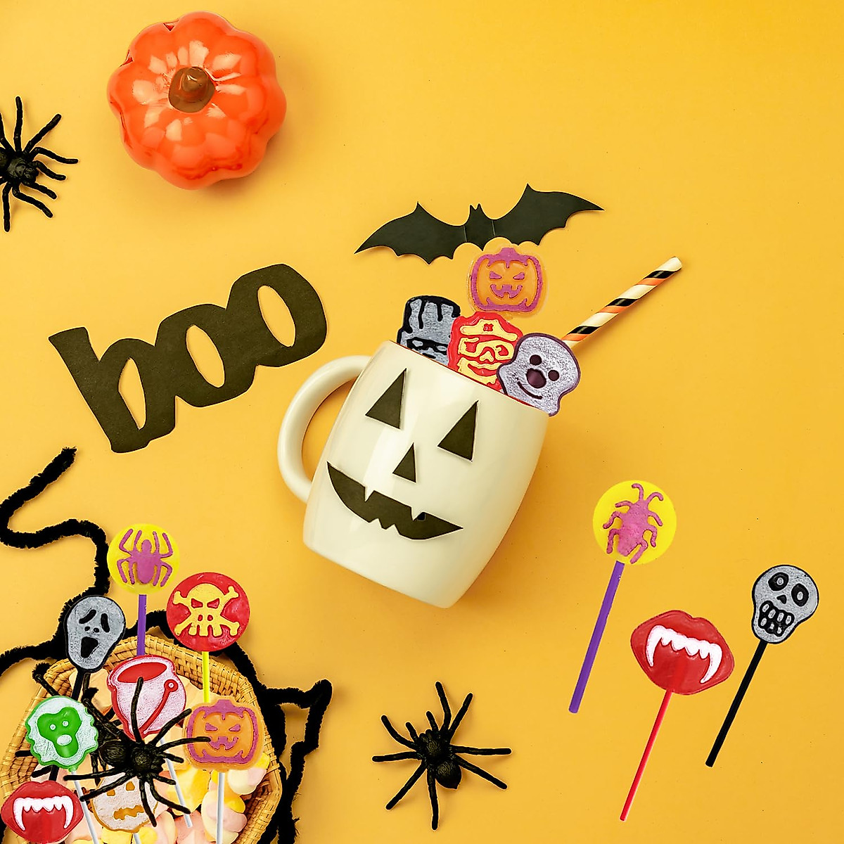 Fruidles Halloween Tattoo Lollipop Suckers Candy, Variety Pack, Goody Party Bag Fillers, Individually Wrapped (Half-Pound)