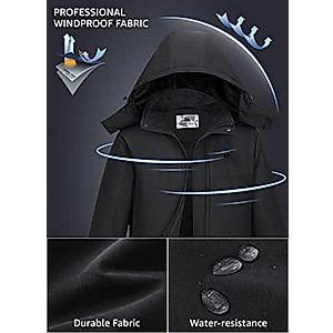 GOLDEN CAMEL Men's Winter Ski Jacket Mountain Snow Coats Waterproof Detachable Hood Windproof Fleece Rain Jackets