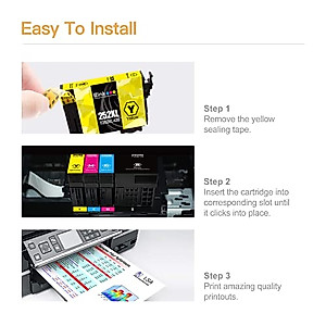 E-Z Ink (TM) Remanufactured Ink Cartridge Replacement for Epson 252 XL 252XL T252XL to use with Workforce WF-3620, WF-3640, WF-7110, WF-7610, WF-7620, WF-7210 (2 Cyan, 2 Magenta, 2 Yellow, 6 Pack)