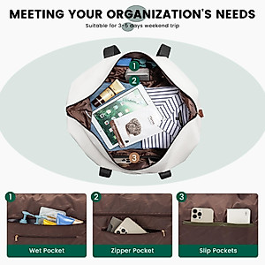 LOVEVOOK Weekender Bag, Large Travel Duffel Bag for Women with 2 Packing Cubes, Carry on Overnight Bag with Shoe Compartment, Mom Hospital Bags for Labor and Delivery,White Green Black