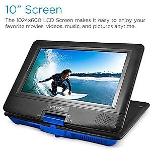 Ematic 10" Portable DVD Player with Headphones and Car-Headrest Mount - EPD116bu