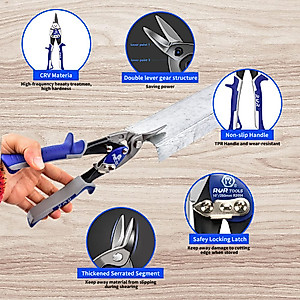 10" Tin snips for Cutting Metal Sheet - Aviation Snips Straight Cut With CR-V Blade&Non-Slip Handel,Max 1.2mm Cutting Thickness,For Cutting Metal Sheet (Metal)