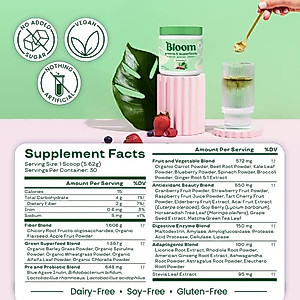 Bloom Nutrition Super Greens Powder Smoothie & Juice Mix - Probiotics for Digestive Health & Bloating Relief for Women, Digestive Enzymes with Superfoods Spirulina & Chlorella for Gut Health (Coconut)