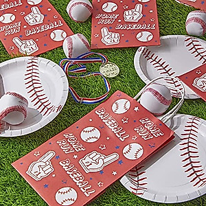 BLUE PANDA Baseball Party Favor Gift Bags with Handles (Red, 5.3 x 9 x 3.15 in, 24 Pack)