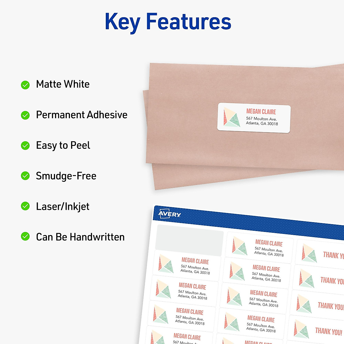 Avery Easy Peel Printable Address Labels with Sure Feed, 1" x 2-5/8", White, 750 Blank Mailing Labels (08160)