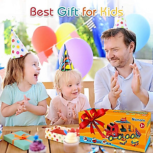 Nicmore Construction Toys Truck Transform into Robot Bundle with Toys Vehicle Carrier Truck 3 4 5 6 Year Old Boys Girls Kids Toddlers 5 in 1 Toys Vehicles Christmas Birthday Gifts for Boys Girls