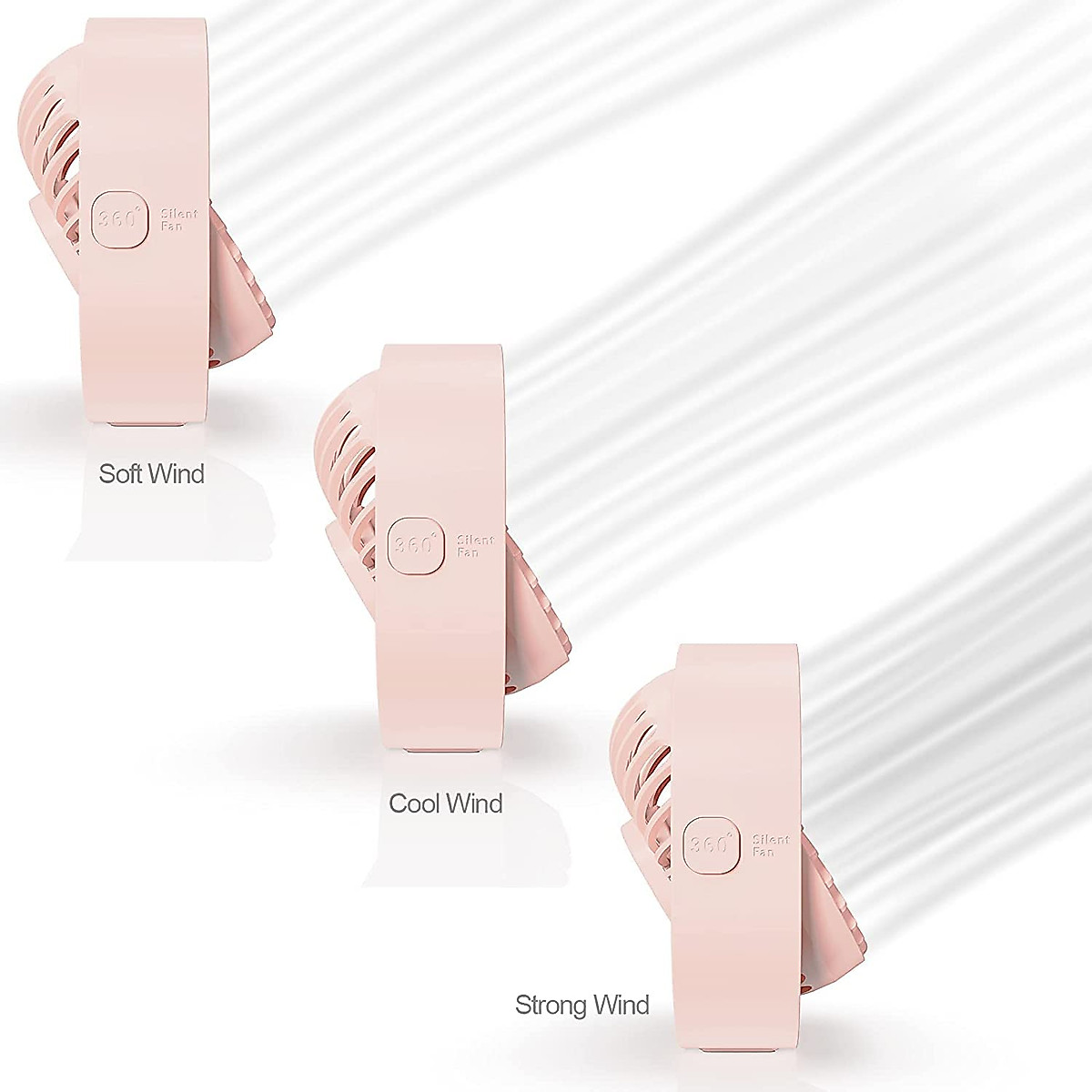 MISSUE USB Desk Fan, Small Personal Table Fan with 3 Speeds, Mini Portable USB Powered Cooling Fan for Home, Office, Indoor and Outdoor