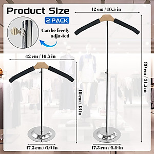 Cezoyx 2 Pack Adjustable T Shirt Display for Vendors, 18 to 31 Inch Flexible Shirt Shoulder Stand Portable Hanging Black Clothes Hanger Rack Garment Coat Holder for Clothing Dress Retail