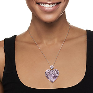 Ross-Simons 17.00 ct. t.w. Amethyst Heart Pendant Necklace in Sterling Silver. 18 inches