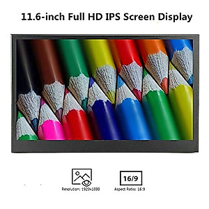 11.6 inch Portable Monitor, HDR High-Definition 16: 9 Screen Display, Support Mini Input Ideal for PS4 Computer Laptops