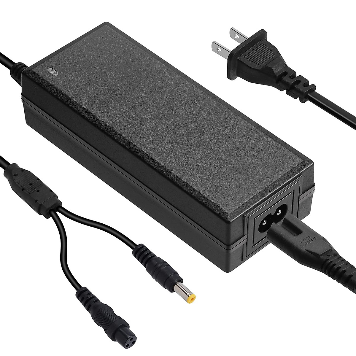 42V 2A Charger with 5.5mm Single Prong DC Plug and 8mm Triple Prong Connector, Two Plugs, Universal Replacement of 36V Lithium Battery