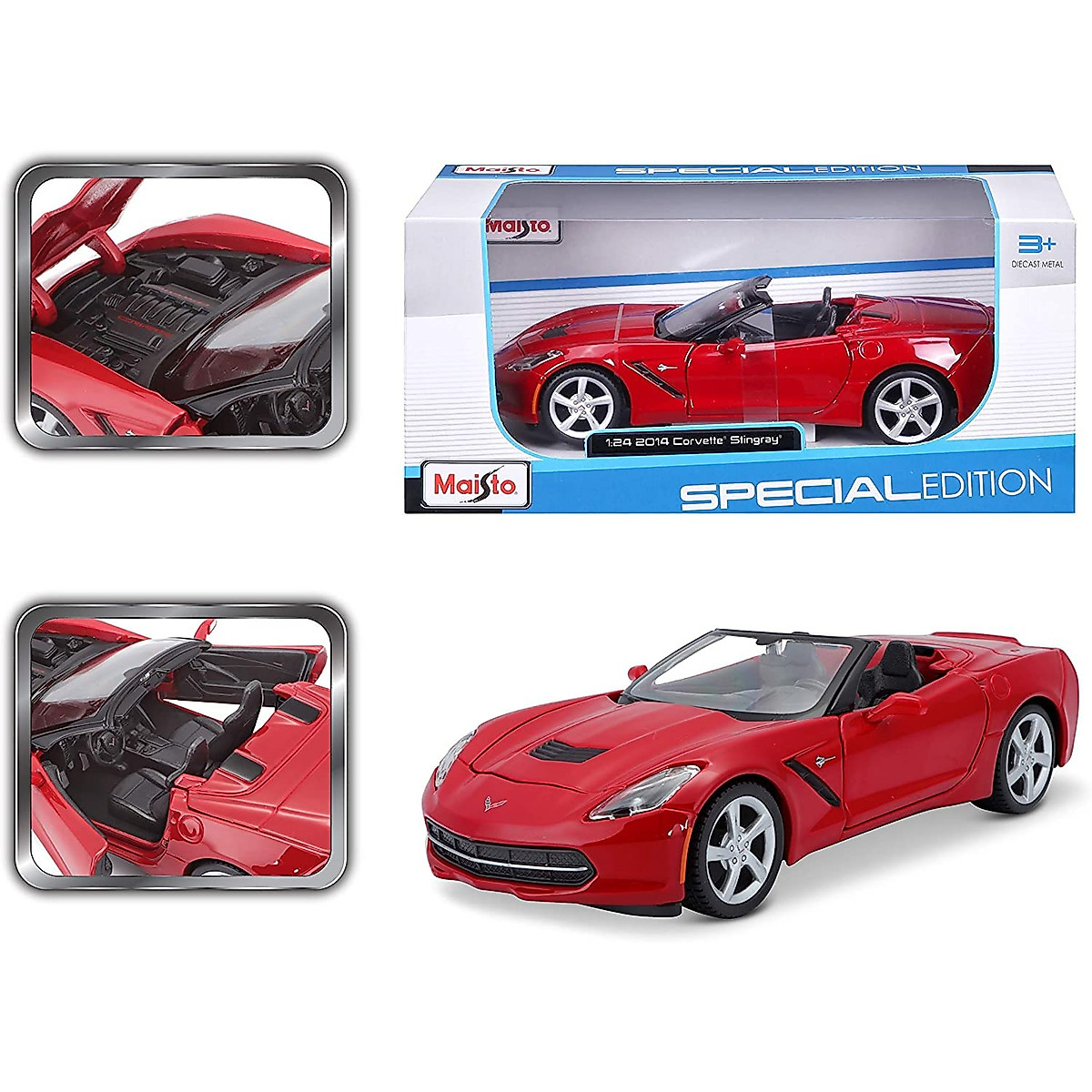 Maisto 2014 Chevrolet Corvette C7 Convertible 1/24 31501 (31501RD), Red and Black