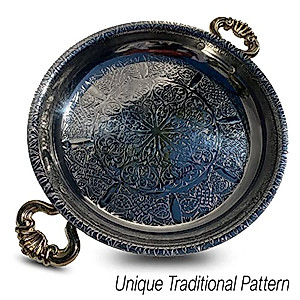 Frigya Stainless Steel Patterned Pan Plate - Breakfast Indian Camping Authentic Arabic Sauce Decor Omelette 304 Quality Professional Grade Chef