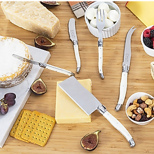 French Home Laguiole Charcuterie Serving Utensils Set of 11 – Kit w/Fork Tipped Spear, Fork Set, Butter Spreader & More– Cheese Serving Utensils w/Faux Ivory Handles for Parties