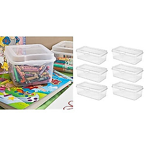 Sterilite 18038612 Flip Top, Clear, 12-Pack & 18058606 Large Flip Top, Clear, 6-Pack
