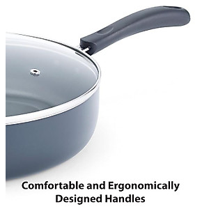 T-fal B36290 Specialty Nonstick 5 Quart Jumbo Cooker Saute Pan with Glass Lid, Black