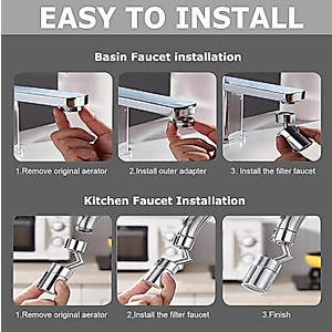 OUPUSES Newest Universal Splash Filter Faucet, 720° Rotatable Faucet Sprayer Head with Durable Copper, Anti-Splash Movable Tap Head Water Saving, Faucet Aerator Leakproof Design with Double O-Ring