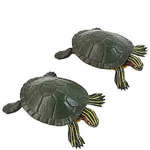 Framendino, 2 Pack Red-Eared Terrapin Brazilian Tortoise Red-Eared Slider Turtle Popular Pet Decorations for Boys and Girls